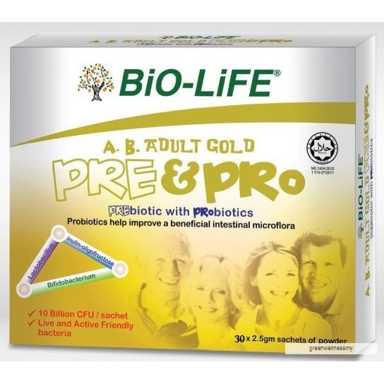 Biolife Ab Adult Gold Pre&Pro Prebiotics With Probiotics - (30's / 2x30 ...