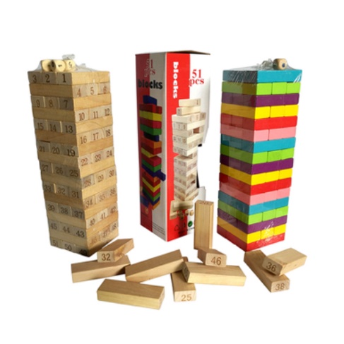 Permainan Menyusun Block Kayu Jenis Stakacble Build High Wooden Stack ...