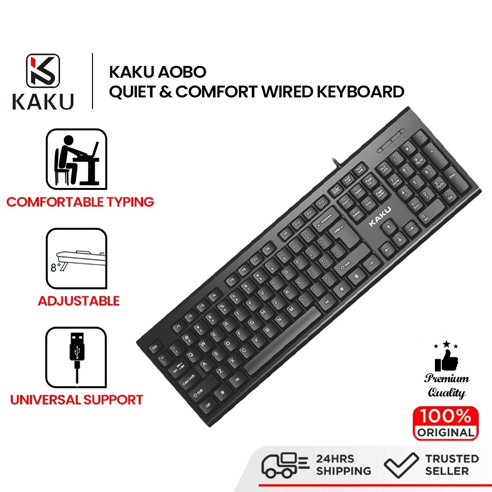 KAKU AOBO Wired Keyboard Quiet Comfortable Typing Splash Proof Gaming ...