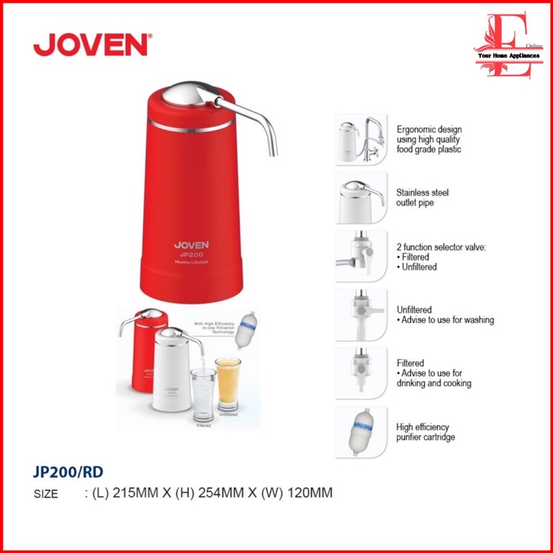 Joven Water Filter Water Purifier(RED) JP200 | Shopee Malaysia