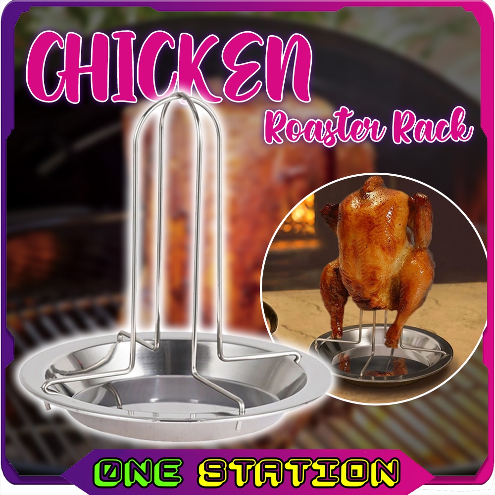 VERTICAL DUCK CHICKEN ROASTING BBQ STAND NON-STICK HOLDER BOWL GRILL ...