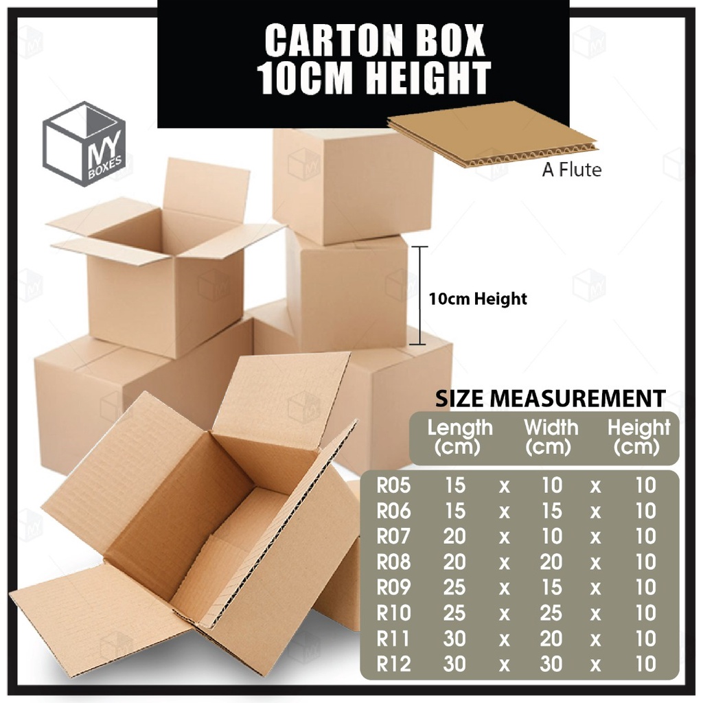 Carton Box Packing Box Packaging Box Kotak - A Flute - 10 cm Height ...