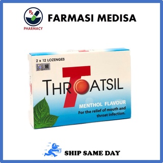(SHIP SAME DAY) Throatsil Menthol Flavour Orange Flavour 2 x 12 ...