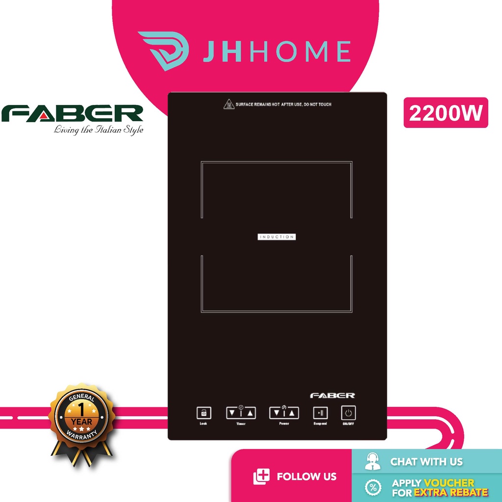 Faber Built-in Induction Cooker Premio Domino 1ID (2200W)/Faber Ceramic ...