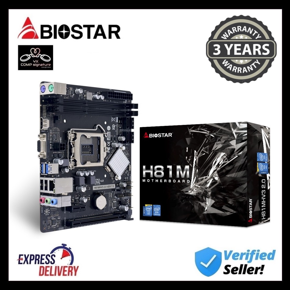 BIOSTAR H81MHV3 2.0 Ver. 7.0 SOCKET 1150 DDR3 M-ATX H81 H81M | Shopee ...