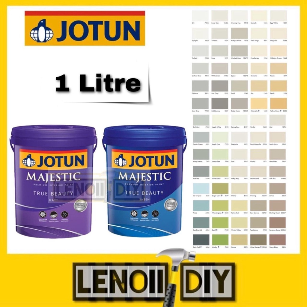 1L JOTUN Majestic Paint True Beauty Sheen / Matt Interior Wall Colour ...