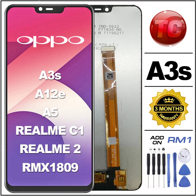 LCD OPPO A3S / A12E / REALME C1 / REALME 2 RMX1809 / A5 Compatible For Original Glass Touch ...