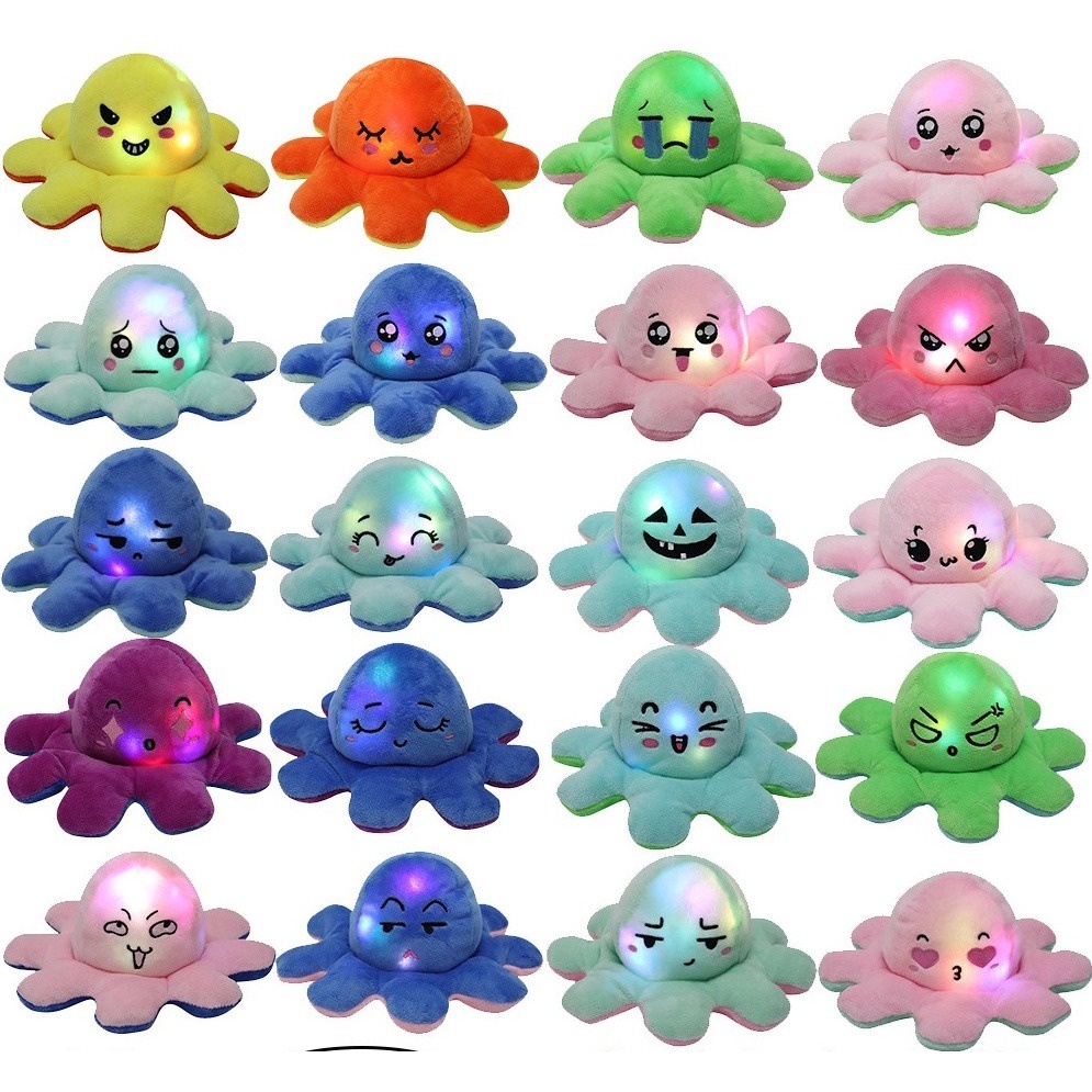 Patung Sotong Berlampu 2 Muka Octopus Flipped Plush Toys with Light ...