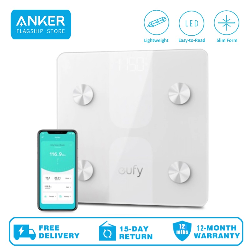 Anker Eufy Smart Wireless Digital Bathroom Scale C1 with Bluetooth ...