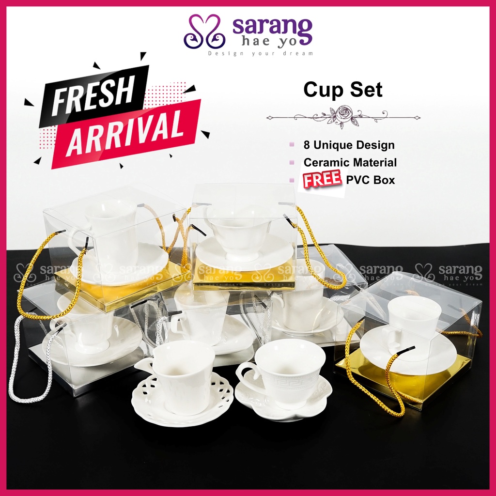 FREE PVC BOX!VIP DOOR GIFT SOUVINER Set Cawan dan Piring | Cawan Kopi ...