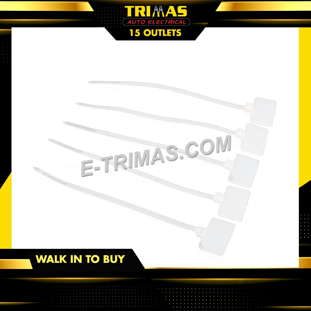 2.5x100MM 4" Nylon Natural Cable Tie with RJ45 Label Mark Tag (100PCS ...