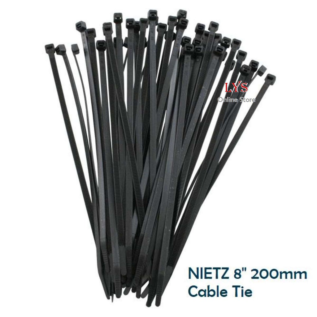 8" 200mm Heavy Duty Cable Tie (Black) "NIETZ" 100Pcs | Shopee Malaysia