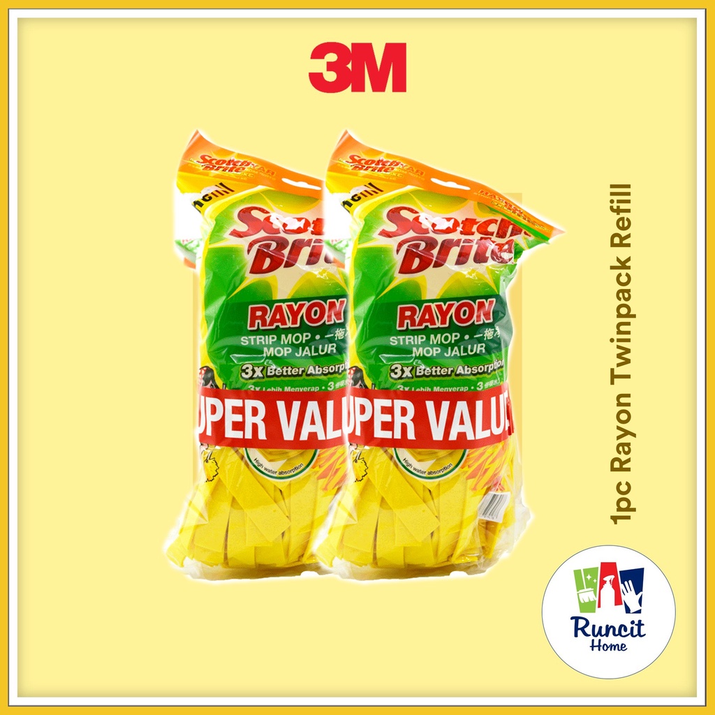 3M Scotch Brite Rayon Yellow Strip Mop Twinpacks Refill / Isi Ulang ...