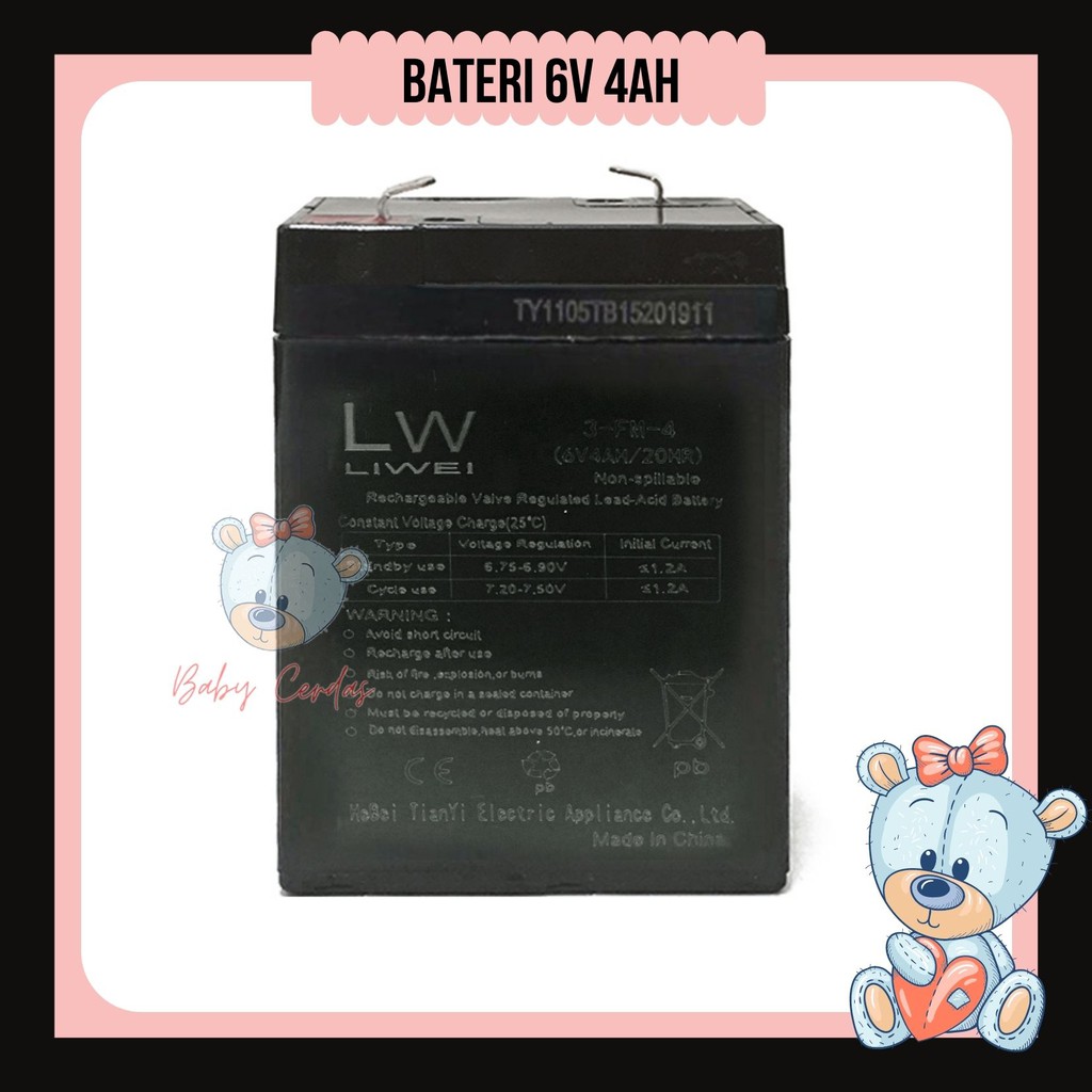 Bateri 6V 4AH Liwei 6V Battery Kids Electric Scooter Bike Car Motor ...