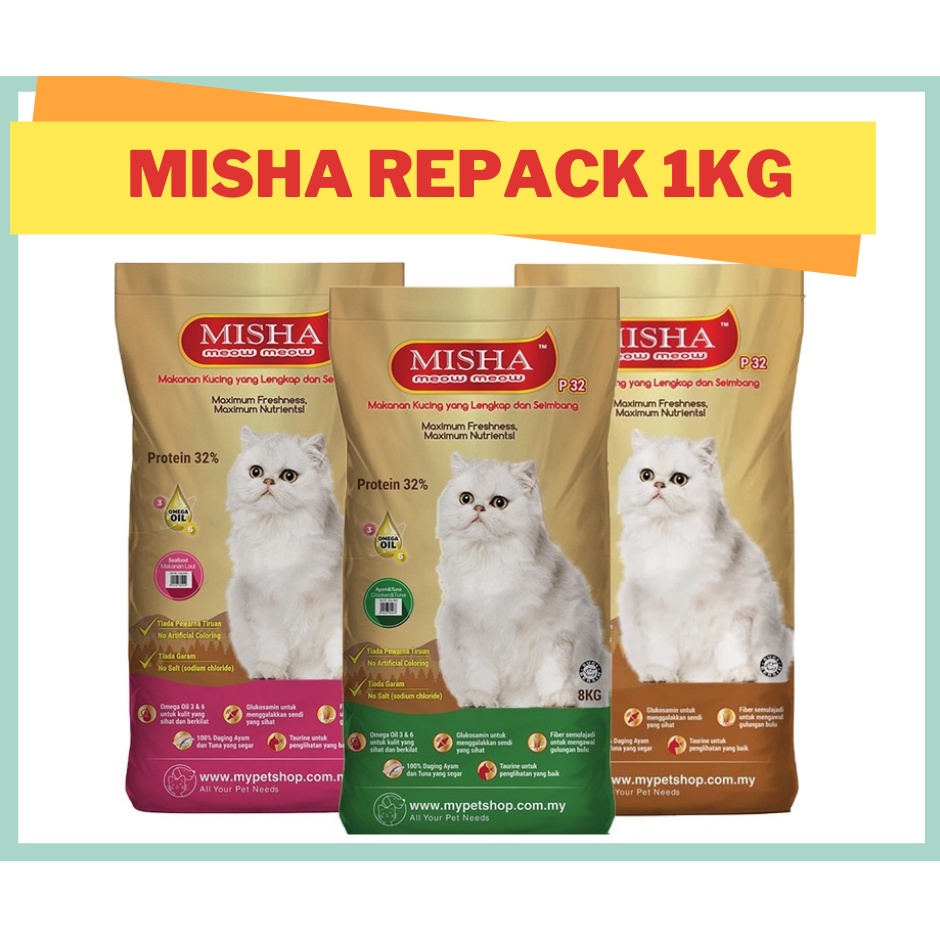 Misha Repack 1KG Cat Food Misha Makanan Kucing Misha Cat Food Repack ...