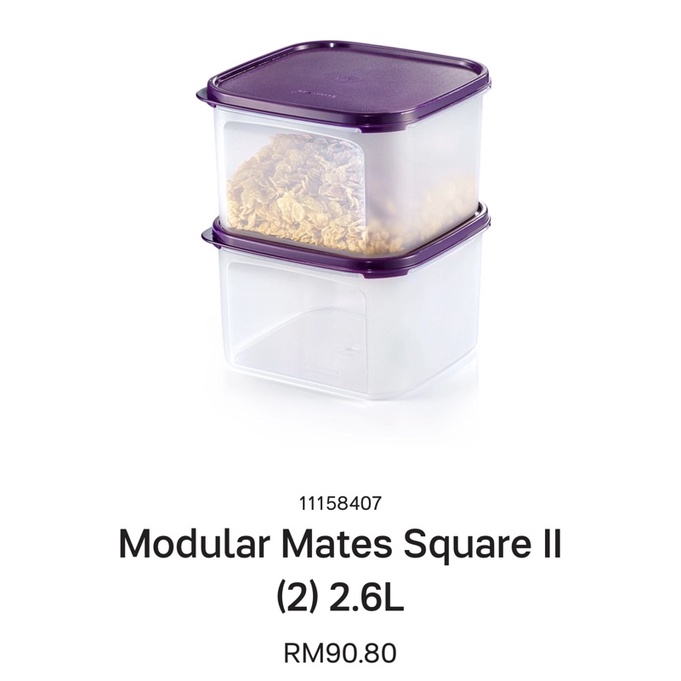 Tupperware Modular Mates Square II (1pc/2pcs) | Shopee Malaysia