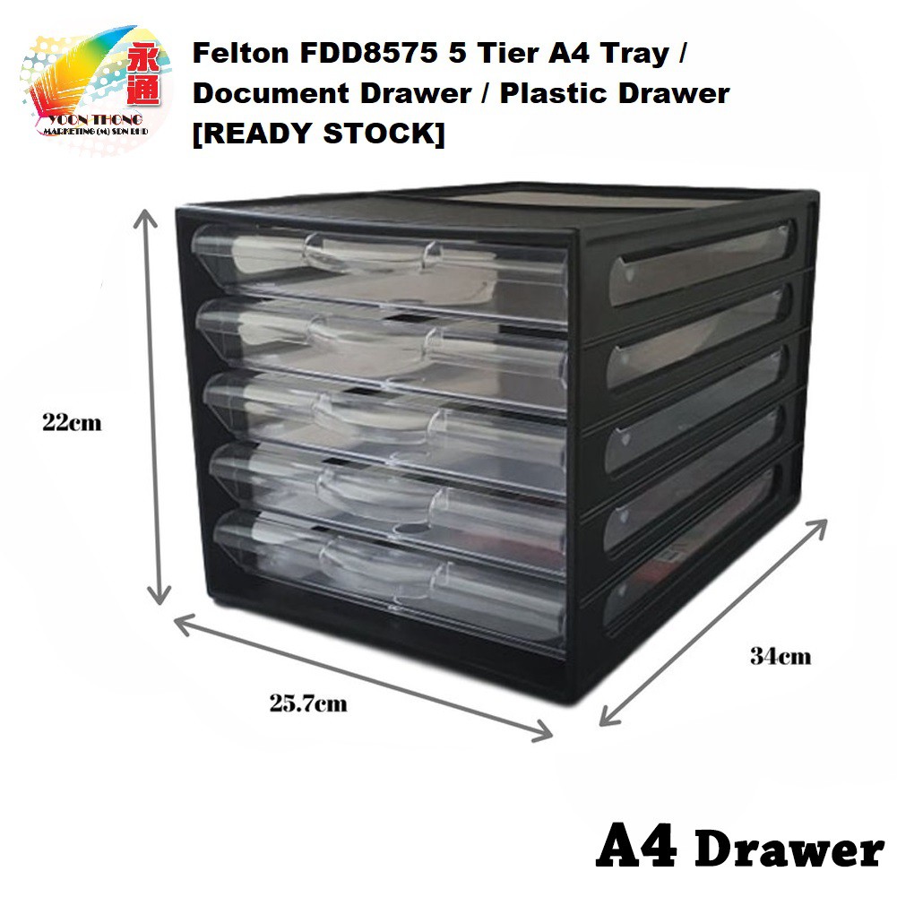 Felton 5 Tier Document Drawer / Tray Plastic Drawer FDD8575 [READY ...