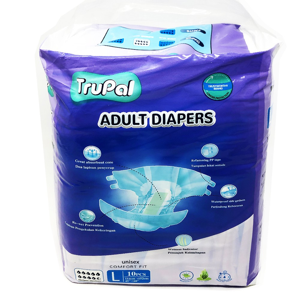 Trupal Supreme Adult Diapers - Large - 10pcs | Shopee Malaysia