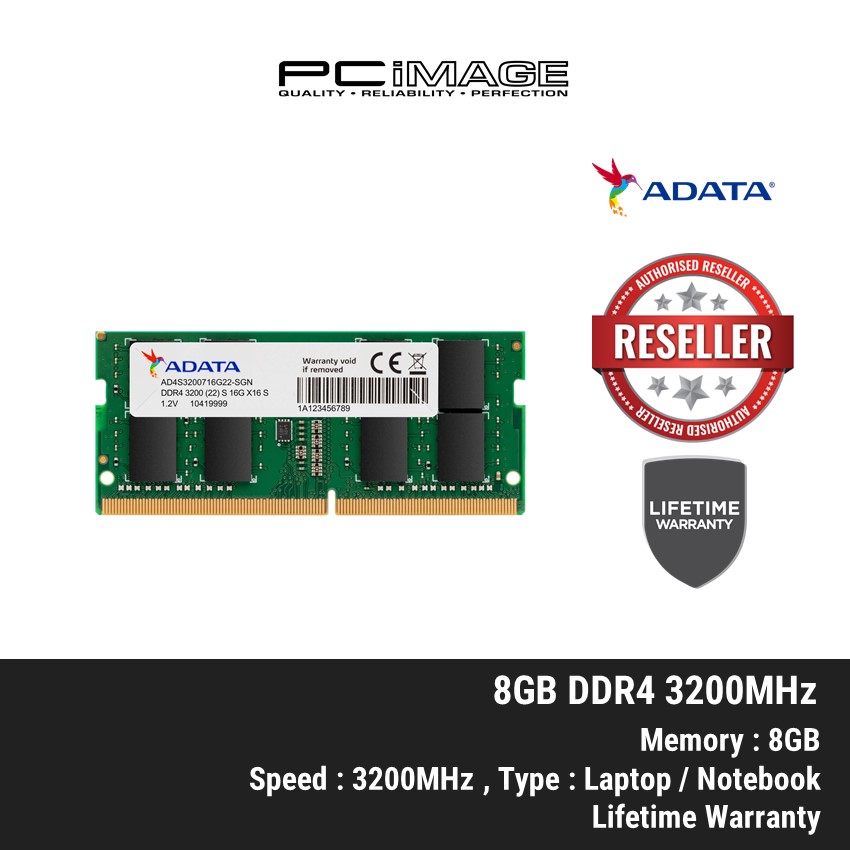 Adata 8GB DDR4 3200Mhz SO-DIMM Laptop Memory RAM ⋆