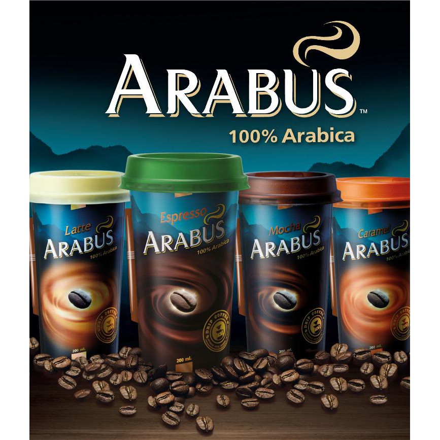 ARABUS Roasted & Ground RTD Coffee Mocha / Latte / Espresso / Caremel Macchiato 200ML Premium ...
