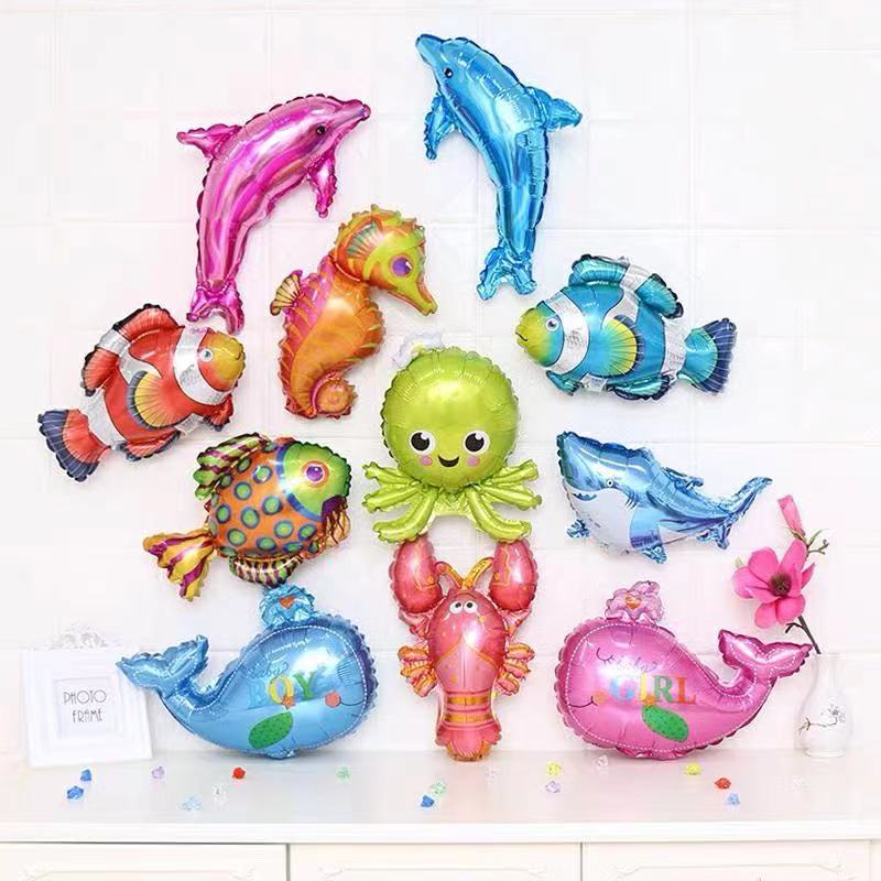 Mini Ocean Theme Balloon Sea Animal Foil Ballon Animal Toys Baby Shark ...