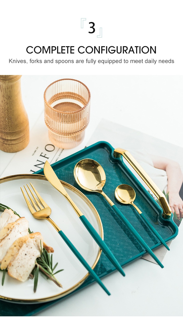 KEMORELA Stainless Steel Gold Dinnerware Knife Fork Spoon Luxury Cutlery Set (24 Pcs) | Shopee ...