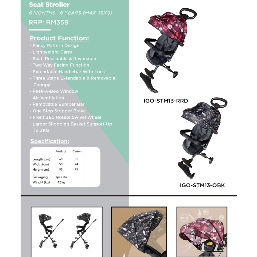 Kereta tolak Two Way Lightweight Multifunctional magic Stroller with ...