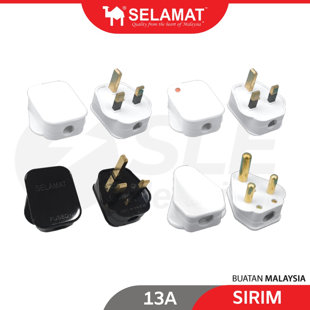 SELAMAT 13A Standard with Neon & 15A Round 3 Pin Plug Top UK Kepala ...