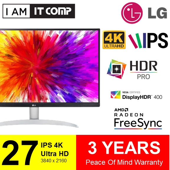 LG 27 Inch 27UP600 / 27UP600-W 4K UHD IPS True Colors and Wide View Monitor with AMD FreeSync ...