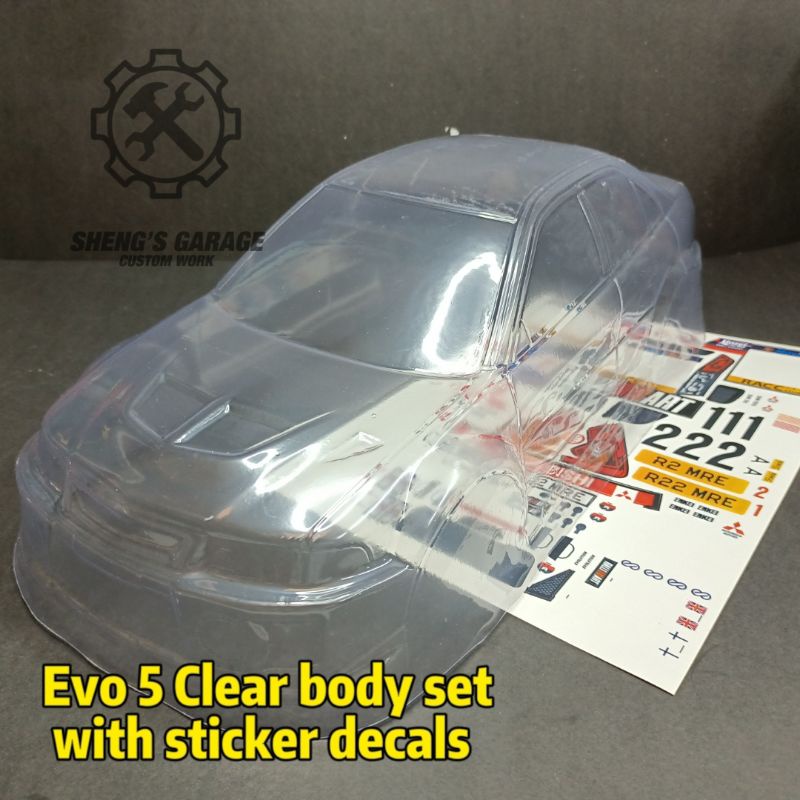 Rc body shell 1/10 Mitsubishi Evo 5 (clear body shell set) | Shopee ...