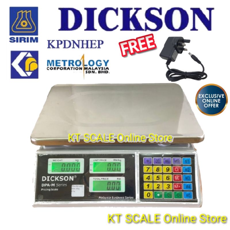 SIRIM PATTERN APPROVAL 30KG DICKSON DIGITAL PRICE COUNTING SCALE DPA-M ...