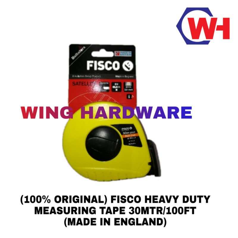 (100% ORIGINAL) FISCO HEAVY DUTY MEASURING TAPE 30MTR/100FT (MADE IN ...
