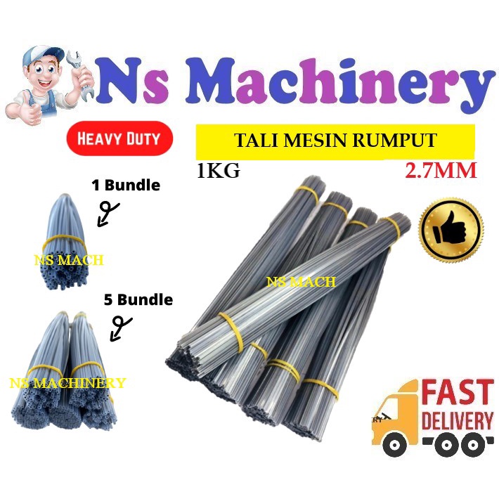 Tali Mesin Rumput 12" D/SQ 2.7mm Kelabu 5 ikat 1Kg Nylon Trimmer line ...