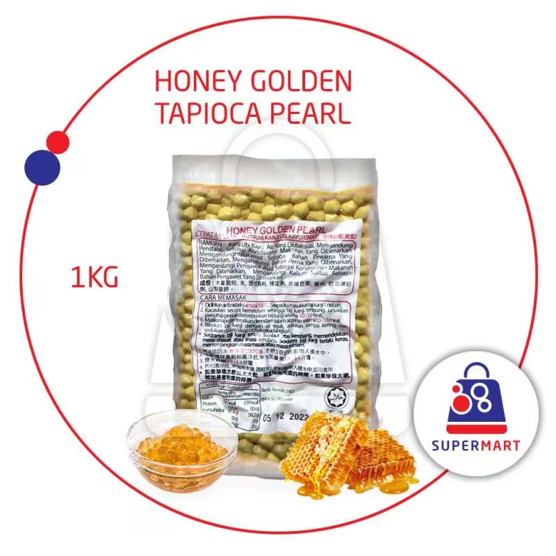 Honey GOLDEN PEARL / Honey GOLDEN BOBA / 1KG Honey GOLDEN TAPIOCA HALAL (TOPPING FOR BUBBLE TEA ...