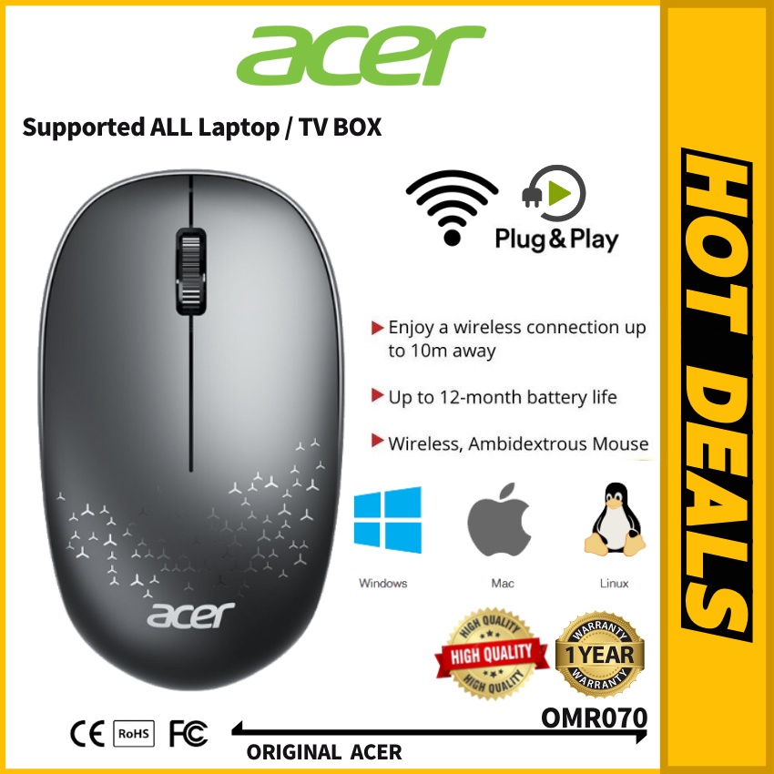 [1 Year Warranty] Original ACER OMR070 Wireless Mouse 2.4Ghz Receiver ...