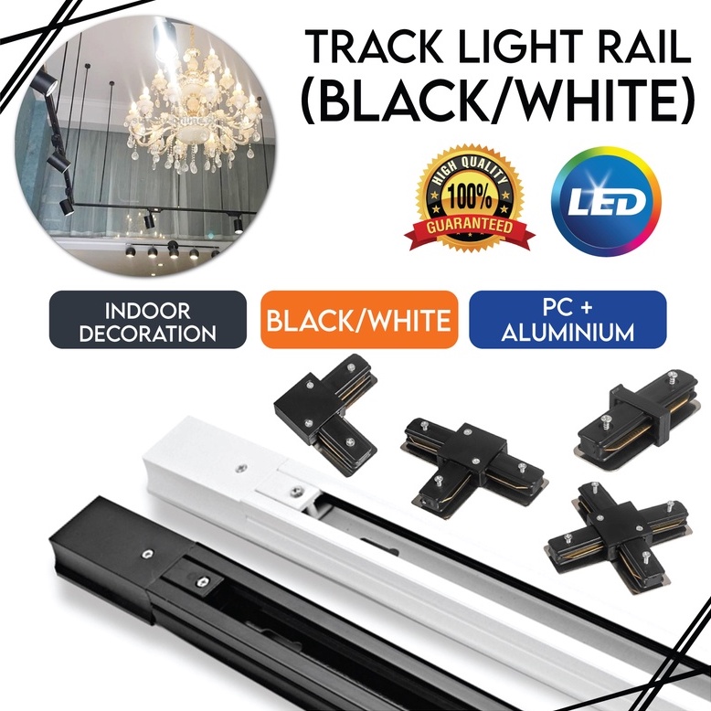 Track Light Rail 1 Meter Track Light Joint Black/White | Shopee Malaysia