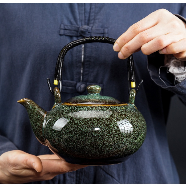 Chinese Style Ceramic Lifting Beam Teapot 700ml Kiln Change Ceramic Tea ...