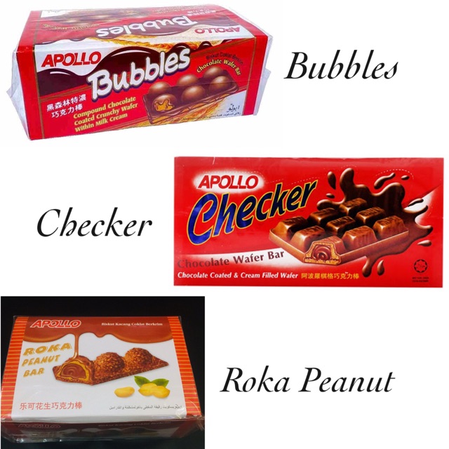 APOLLO BUBBLES CHOCO WAFER / CHECKER CHOCO / ROKA PEANUT !!! MURAHHHH ...