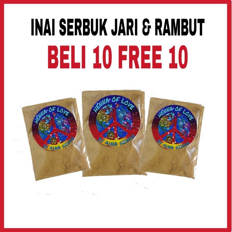 (PROMOSI BELI 10 FREE 10)Inai Serbuk Daun Asli 10g | Shopee Malaysia