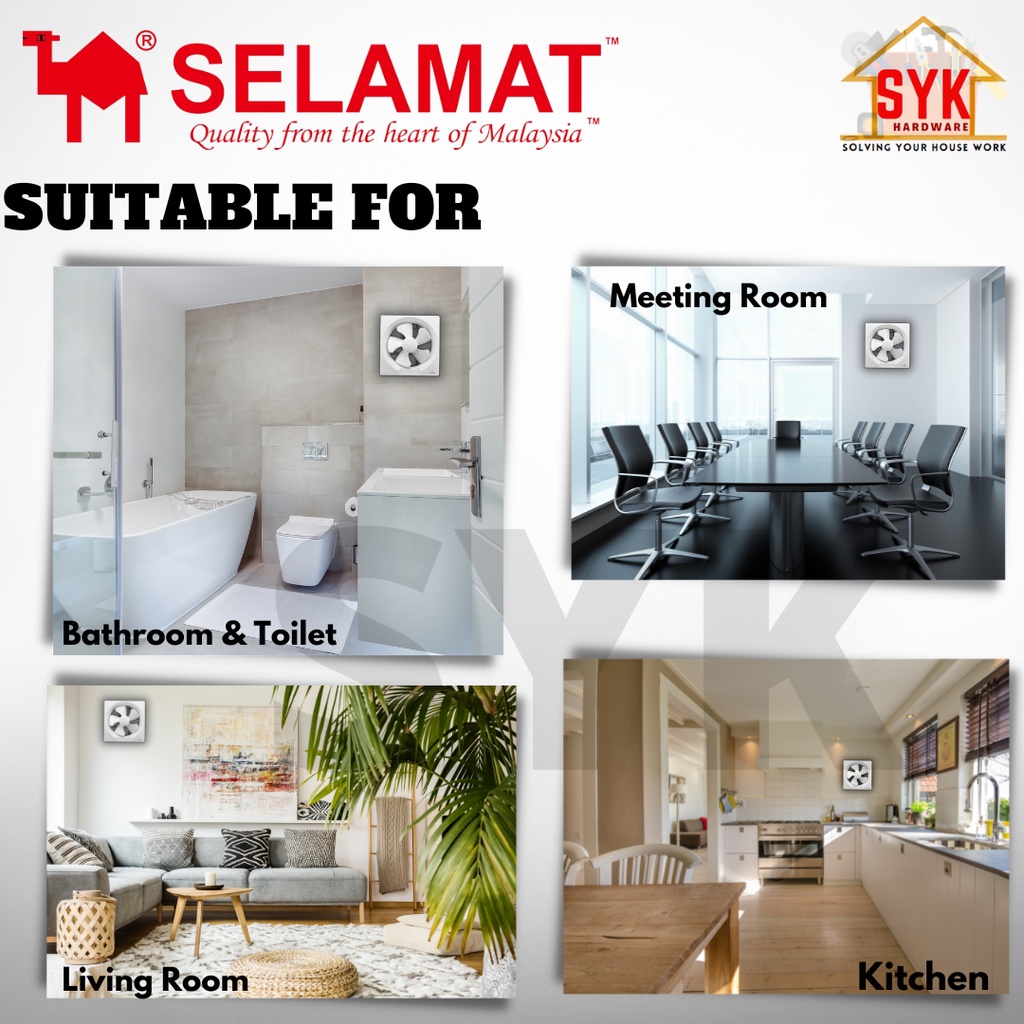 SYK SELAMAT MQ-8VS 8" (200mm) Wall-Mounted Exhaust Fan Ventilation Fan ...