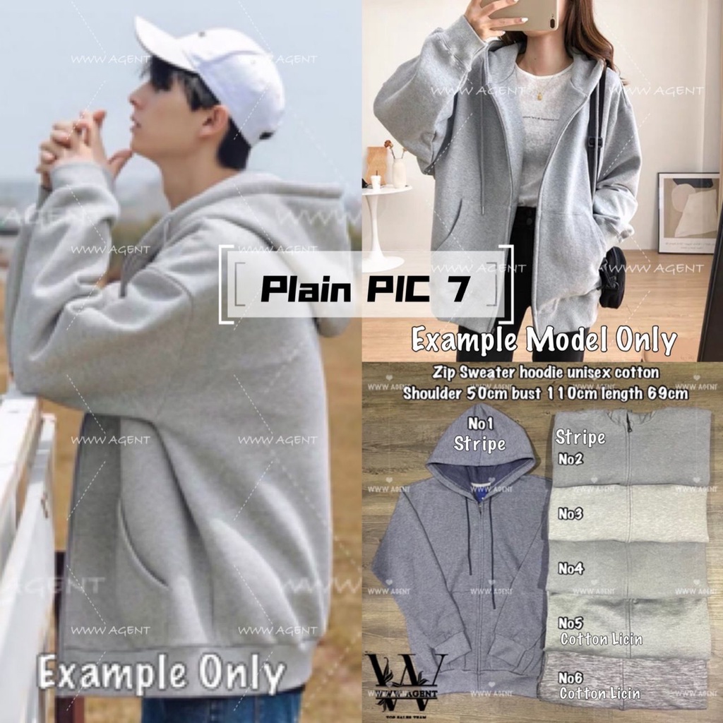 Casual Fashion Sweater Hoodie Zip Jacket Zip Cotton Unisex | Shopee ...