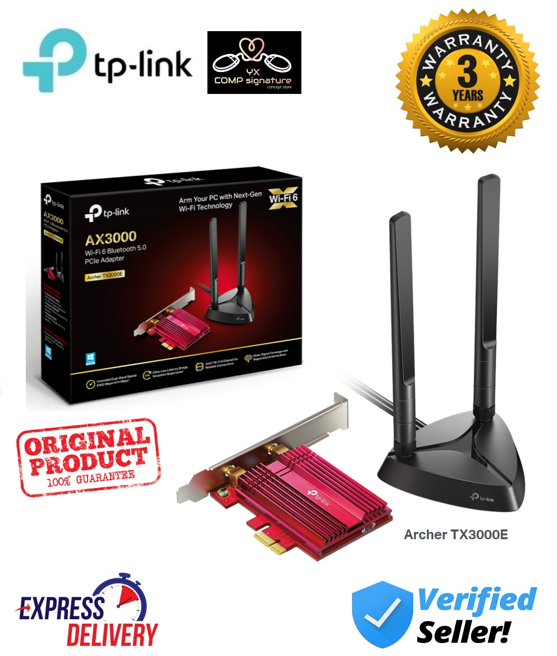 Tp-link tl-archer tx3000e / archer tx3000e ax3000 wi-fi 6 bluetooth 5.0 ...