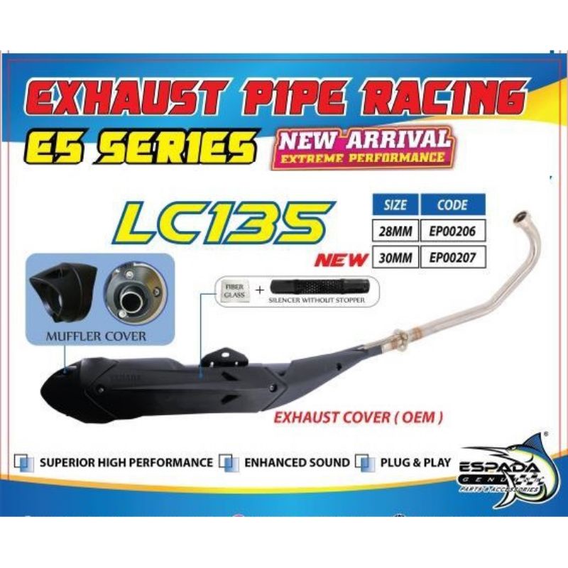 LC135 / Y15 / Y15zr / RS150 / Y16 Exhaust pipe Espada E5 / V5 / E6 28mm 30mm 32mm 35mm | Shopee ...