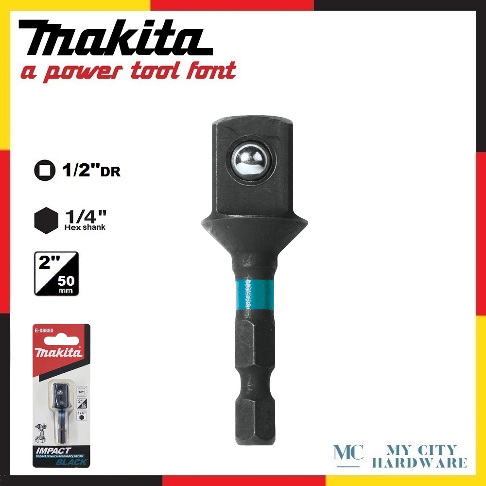 Makita IMPACT BLACK 1/2'' dr Socket Adapter With 1/4'' Hex shank E ...