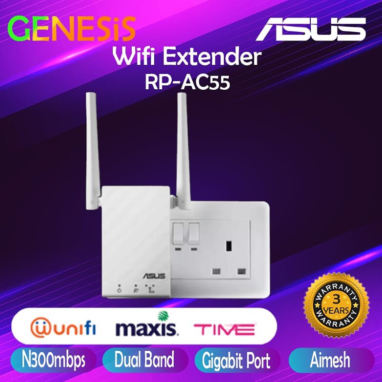 [🔥PORTABLE BOOSTER🔥] ASUS RP-AC55 DUAL BAND AC1200 WIFI RANGE EXTENDER ...