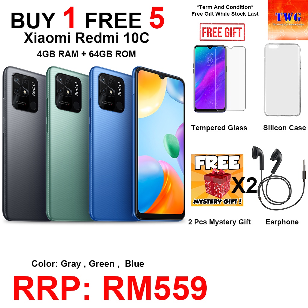 Xiaomi Redmi 10C 4GB RAM + 64GB ROM / 4GB RAM + 128GB ROM 1 Year Xiaomi ...