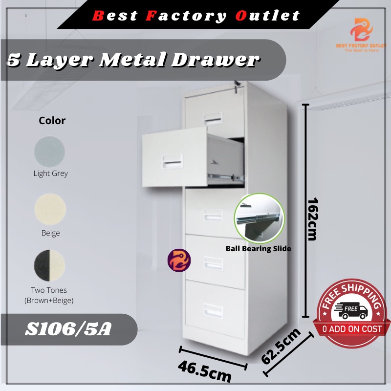 BFO S106/5A Metal Drawer Cabinet 5 Layer / Almari Besi / Steel Drawer ...