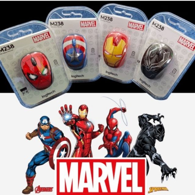 ORIGINAL Logitech M238 Marvel Collection Wireless Mouse Captain Marvel ...