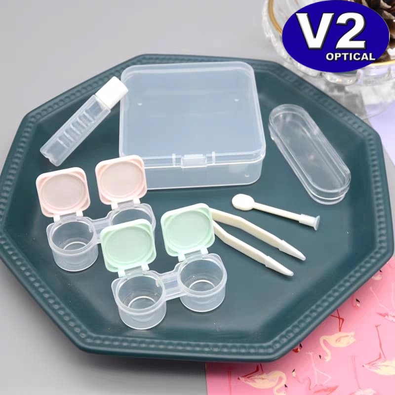 2 Pairs Contact Lens Casing With Tools Care Cases Portable and ...