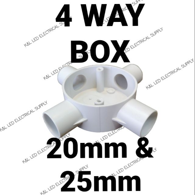 PVC CONDUIT FITTING 4 WAY BOX 20MM 3/4" & 25MM 1" | Shopee Malaysia